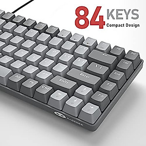 84 Keys Mechanical Gaming Keyboard, Compact Gray Gaming Keyboard with Linear Red Switches, Wired Detachable Type-C Cable Mini Keyboard with Blue Light for Windows/Mac/PC/Laptop