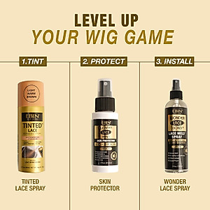 EBIN NEW YORK Tinted Lace Spray - Medium Brown 2.7oz/ 80ml, Quick dry, Water Resistant, No Residue, High pigmentation, Even Spray, Matching Skin Tone, Natural Look, Tinted Spray for Wig
