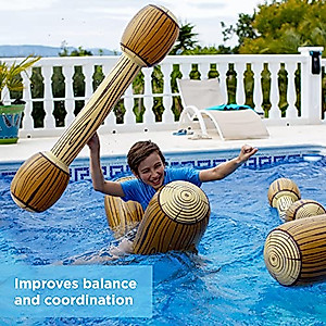 Chuchik Inflatable Raft Pool Games for Kids Ages 8-12 & Adults - Joust Game Inflatable Pool Floats Kids, Pool Toys for Adults and Family - Pool Floaties Toys Water Ride On Battle Logs (2-Pack)