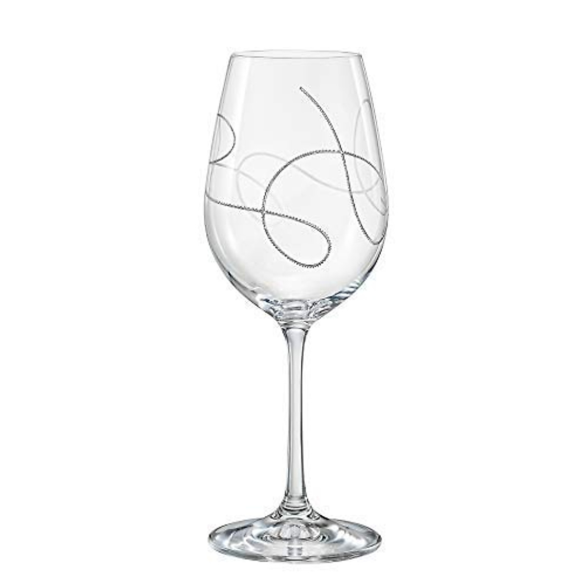 Barski Wine Glass, Goblet, Crystal Glass, Set of 4 Glasses, with String Design, Made in Europe, 14 oz.