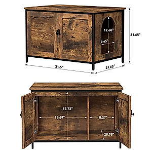 RunLexi Cat Litter Box Enclosure Furniture with Top Opening, Hidden Cat Washroom Furniture for 2 Large Cats, Extra Large Wooden Cat Litter House, Enclosed Modern Litter Box Cabinet, Rustic Brown