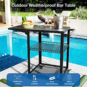 inkmin Outdoor Dining Table Three-Shelf Trolley Movable BBQ Cart Stainles Commercial Multifunctional Kitchen Food Prep Worktable Patio Bar Table