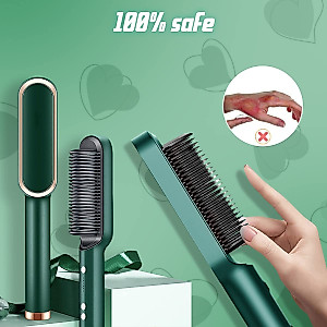 2023 New Negative Ion Hair Straightener Styling Comb, 2 in 1 Hair Straightener Brush and Curler with 5 Temp,Fast Heating, Anti Scald, Professional Hair Straightener Comb for Home Travel Salon -D