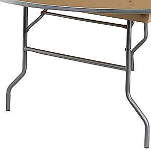 Flash Furniture 6-Foot Round HEAVY DUTY Birchwood Folding Banquet Table with METAL Edges