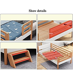 Wooden Bed Frame, Solid Wood Bedroom Furniture with Guardrail Boy Individual Widen Beech Baby Stitching Side Bed for Adults Teenagers Easy Assemble (Size : 150x80x40cm)