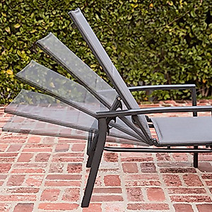 Hanover Halsted Padded Sling Chaise Lounge Chair Modern Luxury Outdoor Furniture for Patio, Backyard, Poolside Rust-Proof Aluminum Frame Weather-Resistant HALSTEDCHS-AL, Black