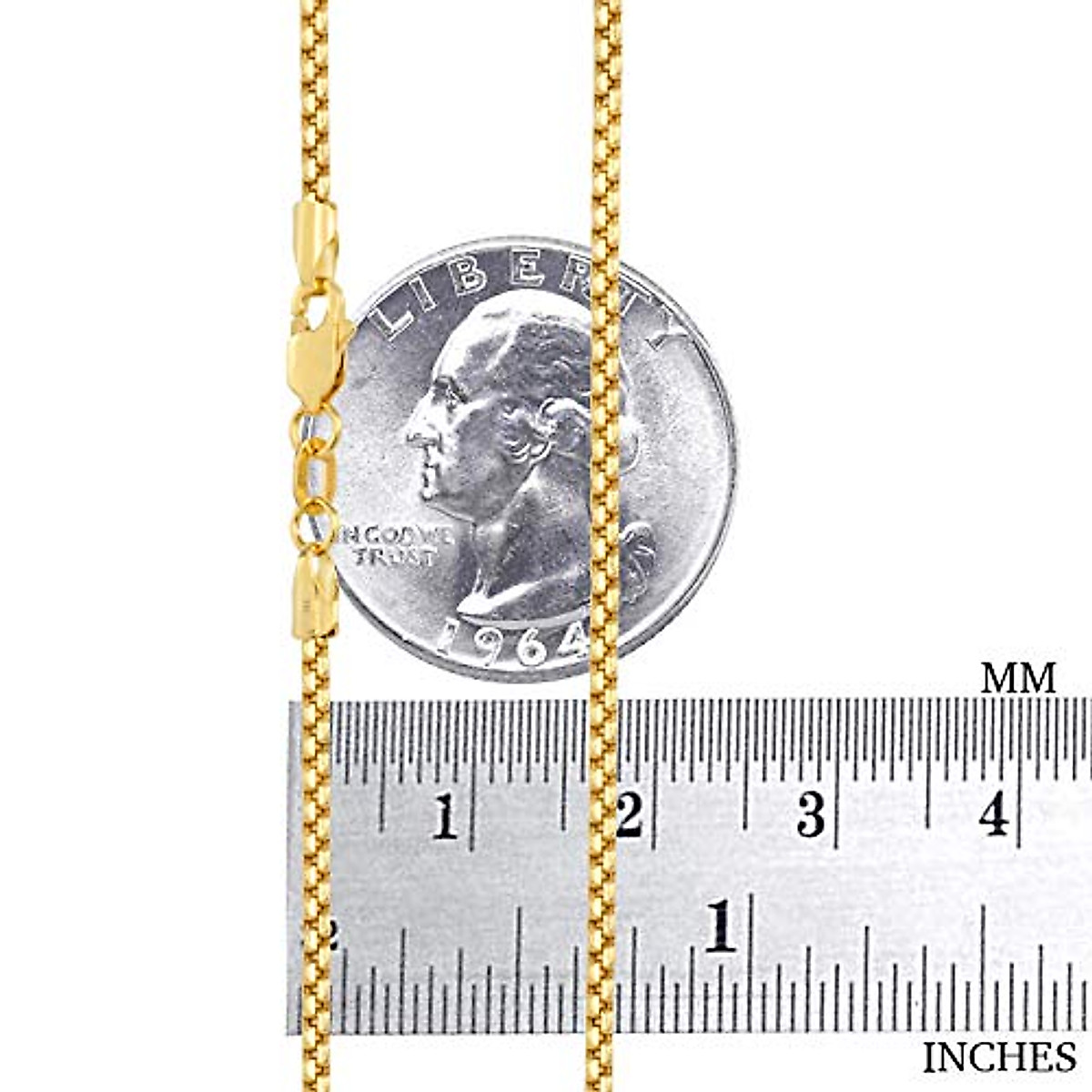 Nuragold 10k Yellow Gold 2mm Round Box Chain Venetian Link Pendant Necklace, Mens Womens Jewelry 16" 18" 20" 22" 24" 26" 28" 30"