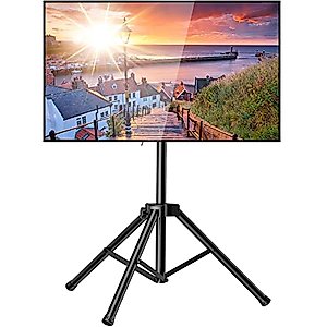 PERLESMITH Tripod TV Stand -Portable TV Stand for 37-80 Inch LED LCD OLED Flat Screen TVs-Height Adjustable Display Floor TV Stand with VESA 600x400mm, Holds up to 110lbs PSTM2