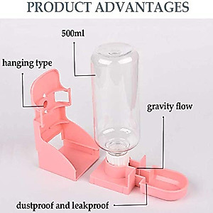 Kathson Rabbit Suspended Feeder Dispenser Hanging Water Fountain Automatic Bottle,Crate Bowl Removable Plastic Stainless Steel Pet Cage Coop Cup with Bolt Holder Set for Bunny Cat Dog and Other Animal