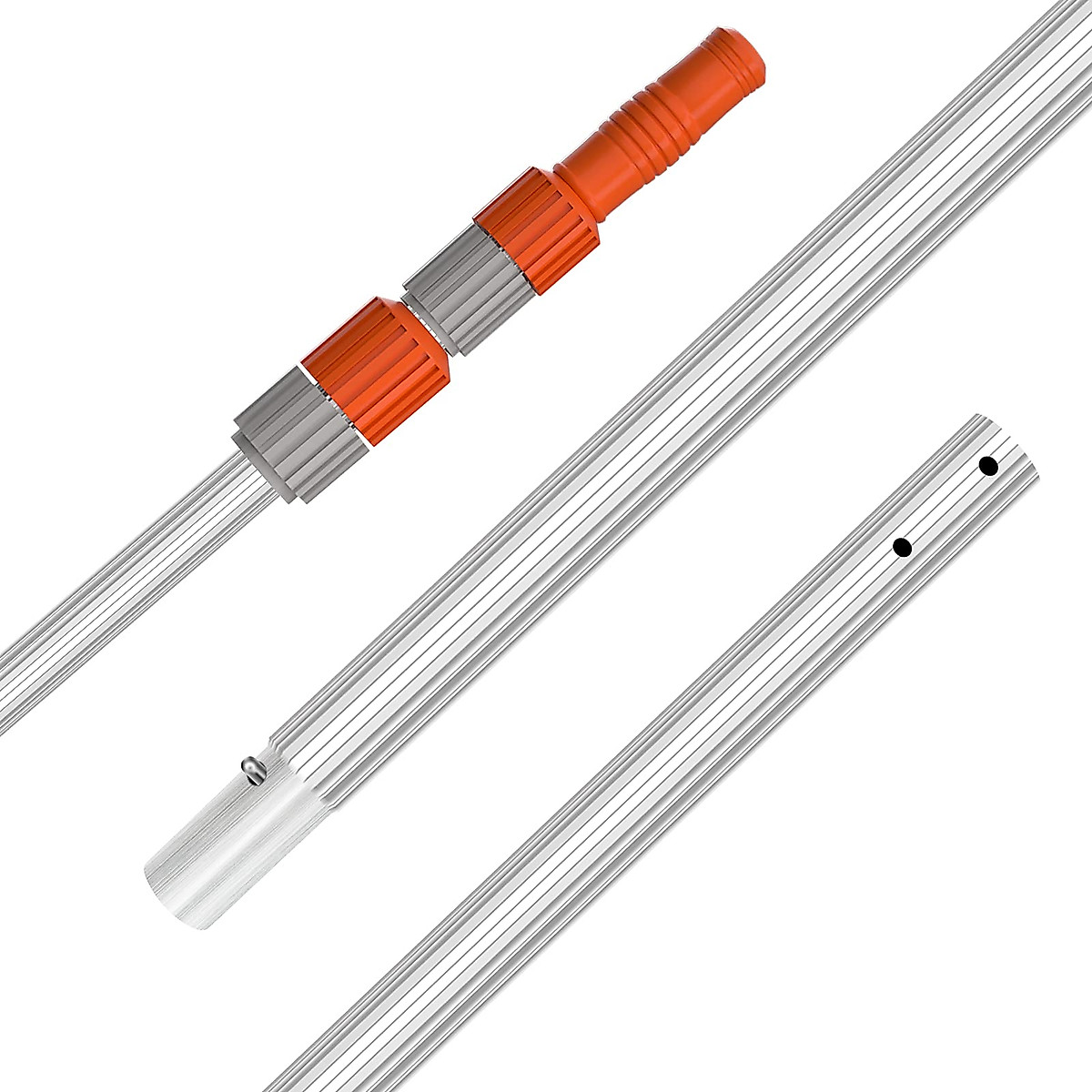 AgiiMan Aluminum Telescoping Swimming Pool Pole 16 Foot, Pool Net Skimmer Rake Vacuum Head Brush Cleaning Heavy Duty