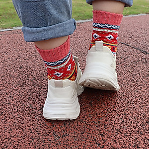 YZKKE 5Pack Womens Warm Wool Soft Cozy Crew Socks for Fall Winter Christmas Gifts Size 5-9