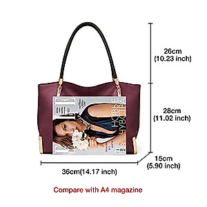 FOXLOVER Large Capaciry Tote Designer Handbags for Women, Genuine Leather Ladies Top-handle Bags Fashion Shoulder Bags Purses (Wine Red)