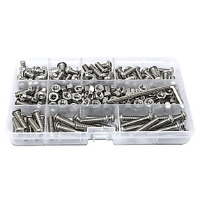 iexcell 200 Pcs M6 x 8/10/12/14/16/20/25/30 Stainless Steel 304 Hex Socket Button Head Cap Screws Bolts Nuts Assortment Kit