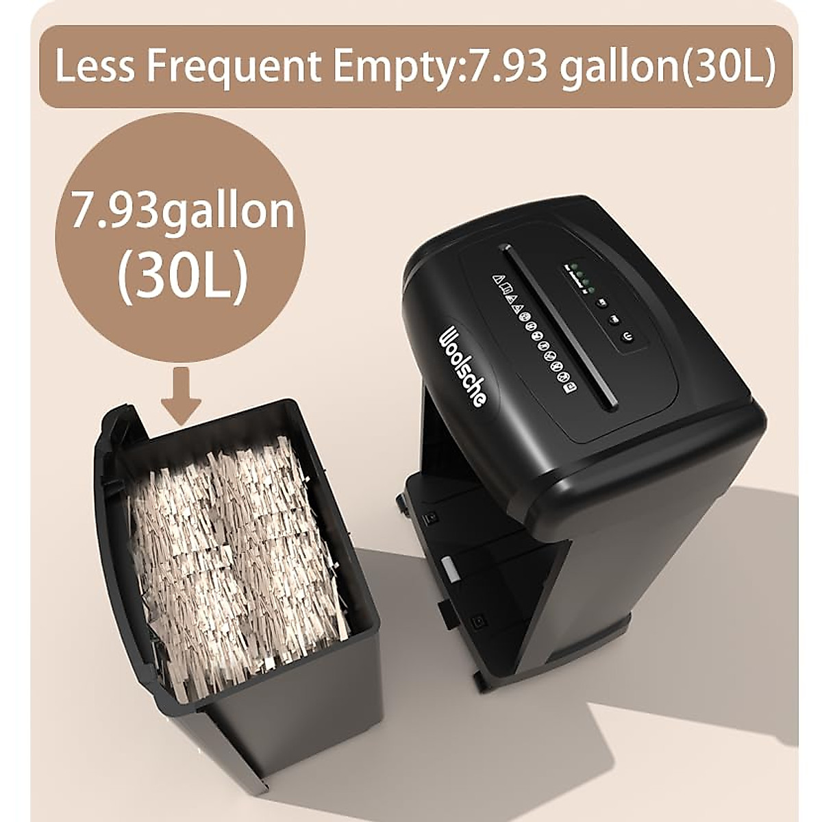 Paper Shredder Movement Cross Cut Paper Shredder, Extra Large Capacity Home Office Heavy Duty Shredder for Paper,Credit Card,Mails,Staples (14.69 x 10.91 x 25.55 inch, 7.9 Gallons,Black)