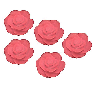 Uonlytech 5 Pcs Flameless Candle Flower Night Light LED Tea Lights Waterproof Floating Rose for Pool Garden Fish Tank Wedding Party Decor Pink