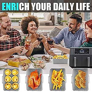 Silicone Air Fryer Liners For Ninja Foodi Dual Dz201 Dz401, Reusable Air Fryer Silicone Basket With Heat-proof Gloves, Food Grade air Fryer Silicone Pot For Ninja Foodi, Heat Non-stick Easy To Clean