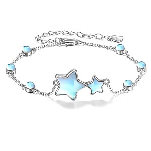 CRMAD Moonstone Star Bracelet for Women Sterling Silver Star Bracelet Irish Jewelry(star)