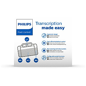 Philips ACC2330 4-Pedal Foot Control for Digital Systems for Professional Dictation with Toe Touch Control