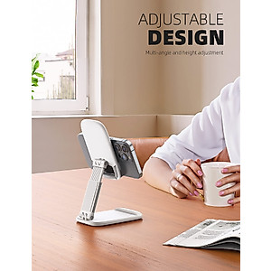 Lamicall Stand Phone Accessories, Desk - White Office Cell Holder, Desktop, Office Desk Accessories, for iPhone 16 15 14 13 12, Decor, Phone