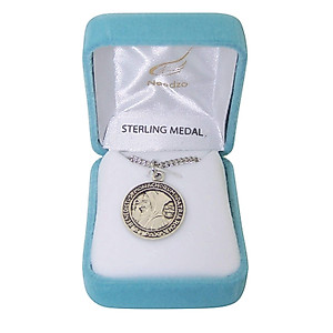 Sterling Silver Saint Benedict Round Jubilee Medal Pendant, 9/10 Inch