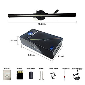 3D Hologram Fan, Hologram Fan WiFi with 224 LED Lights - 16.5-inch Animated Holographic Display for Business Stores, Shops, Holidays & Events