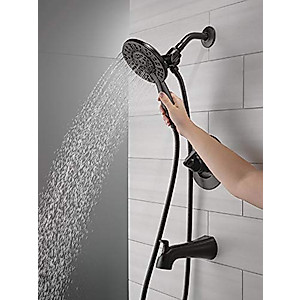 Delta Faucet Arvo 14 Series Single-Handle Tub and Shower Trim Kit, Shower Faucet with 4-Spray In2ition 2-in-1 Dual Hand Held Shower Head with Hose, Matte Black 144840-BL-I (Valve Included)