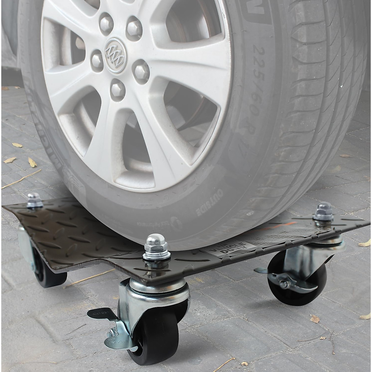 WayTov 50855 16" x 12" Solid Steel 4 Piece Car Dolly with 3" Swivel Wheels, 6,000 lb. Rating