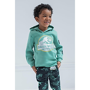 Jurassic World Dinosaur Big Girls Fleece Pullover Hoodie Black/Green 10-12