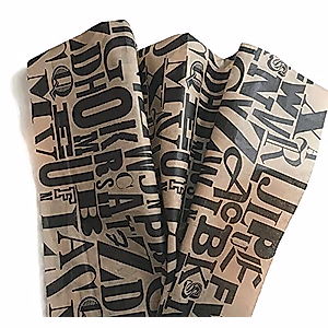 Rustic Pearl Collection Vintage Look Tissue Paper for Gift Wrapping with Design (Printing Press Text Word Wood Type), Black on Tan Kraft, 24 Large Sheets (20x30)