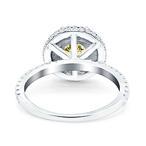 Blue Apple Co. Simulated Yellow CZ Size-8 Halo Art Deco Wedding Engagement Bridal Ring Round CZ 925 Sterling Silver