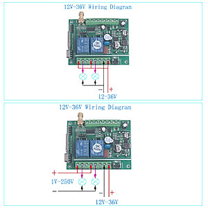 12V 24V 36V 2CH Universal Garage Door Remote Switch 433Mhz Wide Range Motor Forward and Reverse, 2 Channel Wireless Switch Garage Door keypad Universal Wireless (2X Control 433MHz)