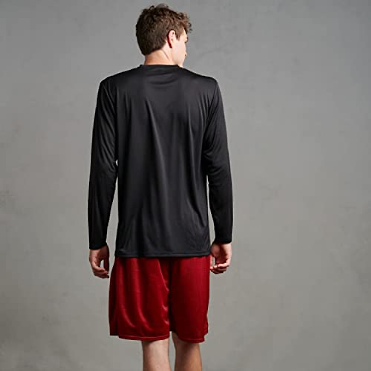 Russell Athletic Men's Standard Long Sleeve Performance Tee, Black, Large