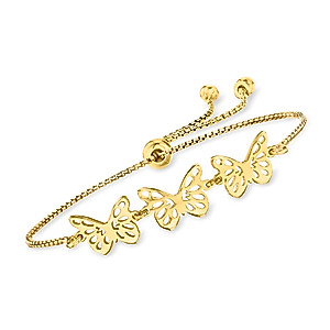 Ross-Simons Italian 18kt Gold Over Sterling Butterfly Bolo Bracelet