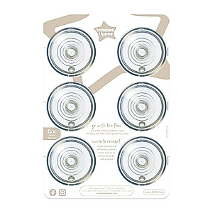 Tommee Tippee Natural Start Baby Bottle Nipples, Medium Flow, 3+ Months, Breast-Like for a Natural Latch, Anti-colic Valve, Soft Silicone, Pack of 6