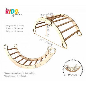 My Photostation.com Montessori 2 Pieces Set Arch and Pillow-Wooden Climbing Arch Cushion Pikler Triangle Set Kids Climbing Arch Rocker Pillow Climber Toddler Rocker Kid Toy Wooden Waldorf Pickler