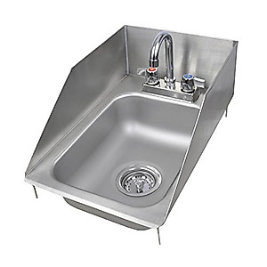 John Boos PB-DISINK101405-P-SSLR Deck Mount Pro-Bowl Drop-in Hand Sink, 14" Length x 10" Width x 5" Depth, PBF-4-D Faucet, Left and Right Hand Side Splash