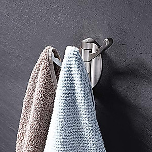 KES Solid Metal Swivel Hook Heavy Duty Folding Swing Arm Triple Coat Hook with Multi Three Foldable Arms Towel/Clothes Hanger for Bathroom Kitchen Garage Wall Mounted Brushed Nickel, A5060-2