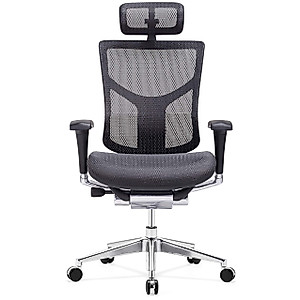 GM Seating Dreem XL Ergonomic Mesh Executive Hi Back, Swivel Chair, Chrome Base with Headrest, Black, Seat Slide, Passive Lumbar Support