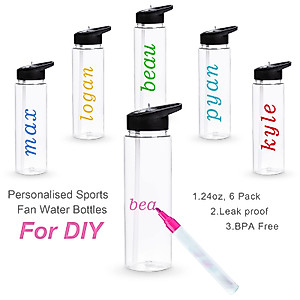 24 oz Clear Water Bottles with Straw, 12 Pack Bulk Reusable Sports Water Bottle with Handle, Wide Mouth & Portable for Travel Gym Cycling Hiking Camping, for Personalized DIY Teacher Nurse Gift