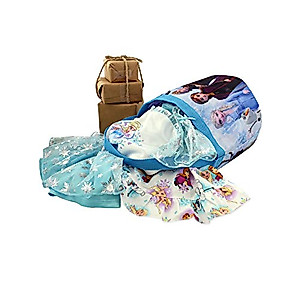Disney Frozen 2 Elsa Anna Girls Collapsible Gift Basket Bucket Tote Bag (One Size, Blue/Purple)