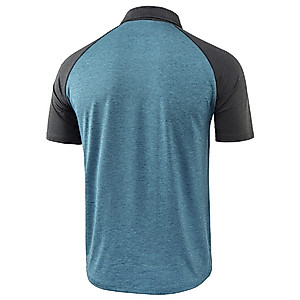 Vetemin Men's Casual Lightweight Quick Dry Athletic Active Sports Outdoors Golf Polo T Shirts Teal Blue/Sonic Charcoal M