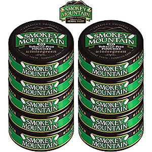 Smokey Mountain Original Pouches - Wintergreen - Tobacco Free and Nicotine Free - 10 Can Box - 20 Per Can