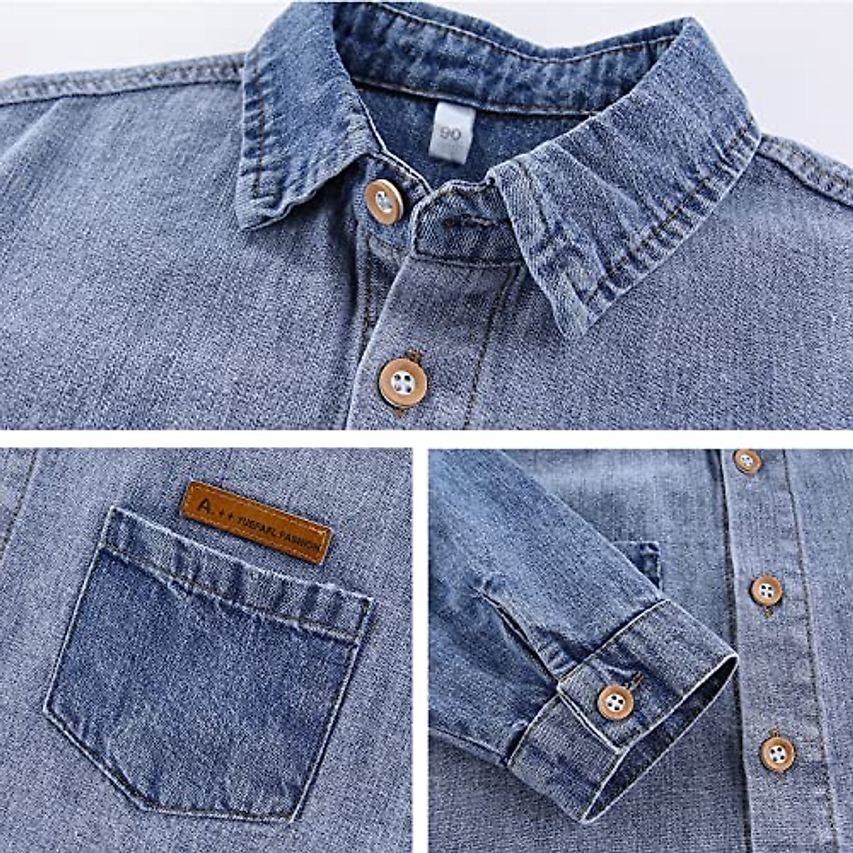 Hresadio Baby Boys Girls Denim shirt Kids Toddler Button Down Jeans Jacket Top Coat Outerwear(Blue 3-4T)