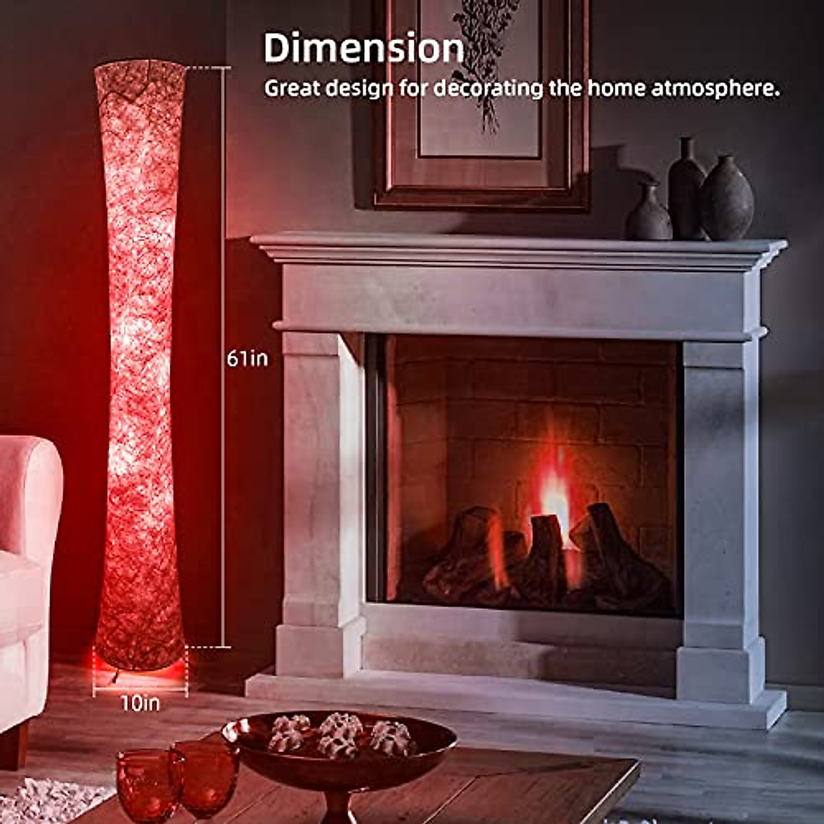 Fovaa Floor Lamp, 61" LED Floor Lamps for Living Room Bedroom,Soft Light Lamp Ambient Lighting,RGBWW Color Changing Dimmable with Remote Control Modern Standing Tall Lamp(Remote Control&Assembly)