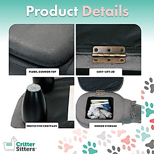 Critter Sitters 15-In. Seat Height Dark Gray Hippo Animal Shape Storage Ottoman, Kids Furniture for Nursery, Bedroom, Playroom, and Living Room Decor, Multifunctional Cushioned Step Stool