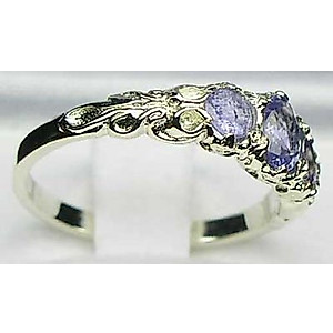 LetsBuyGold 925 Sterling Silver Real Genuine Tanzanite Womens Promise Ring - Size 9