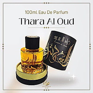 Thara Al Oud EDP - Eau de Perfume 100ml(3.4 oz) | Amber Wood, Vanilla, Cardamom, Oud Wood, Incense, Leather & Sandalwood | by Lattafa