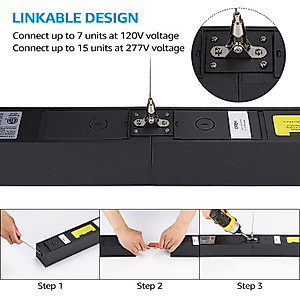 LEONLITE 4FT Linkable LED Linear Light, 40W 4600LM 3000K 4000K 5000K Downlight Selectable, 3CCT Up Down LED Kitchen Island, ETL Listed Aluminum Dimmable Office Light Fixture, Matte Black, Pack of 4