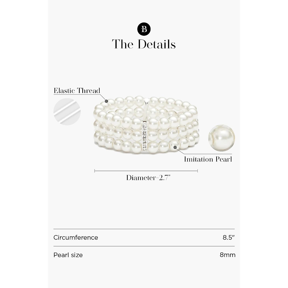 BABEYOND 1920s Flapper Imitation Pearl Bracelet Great Gatsby Pearl Bracelet Roaring 20s Accessories Jewelry Set (3layer)