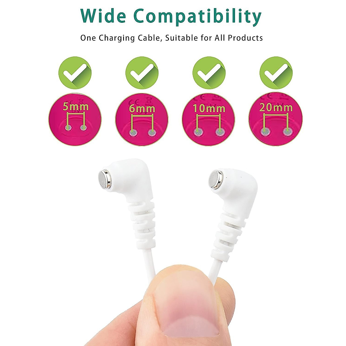 Bicmice Fast Magnetic Charger Cord for Rose and Most Magnetic Massagers DC Charging Cable with 2-Magnet Connector